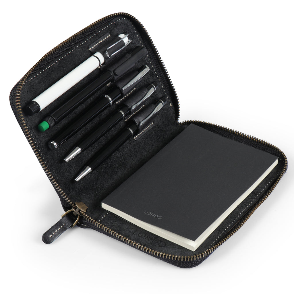Londo Genuine Leather Padfolio with Pencil Holder Notepad and Zipper C ...