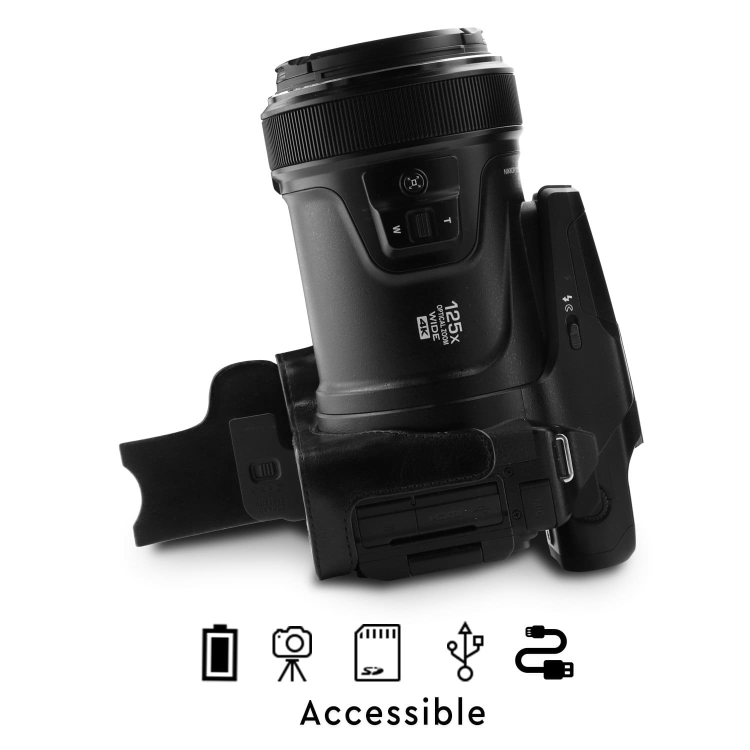 MegaGear Nikon Coolpix P1000 Ever Ready Leather Camera Half Case and ...