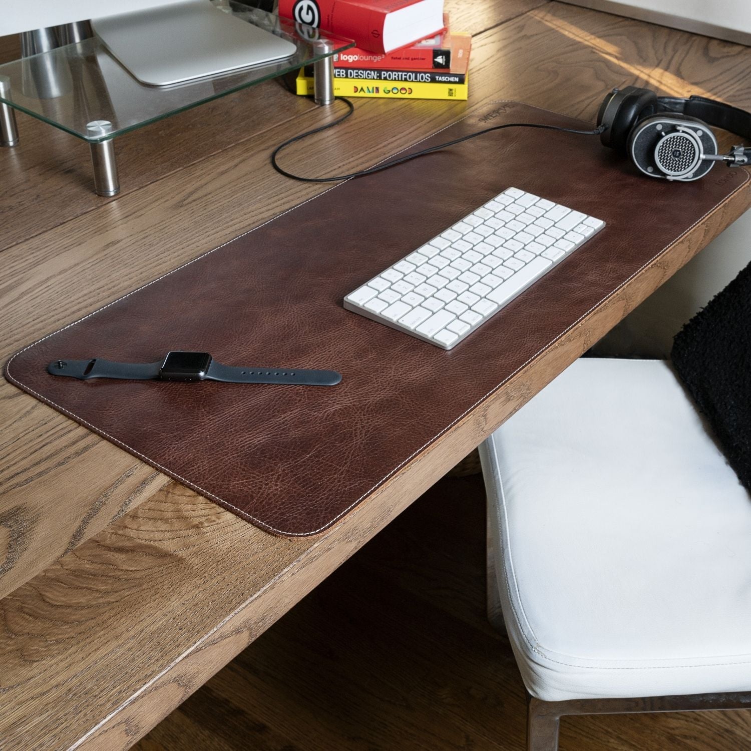Londo Top Grain Leather Extended Mouse Pad, Leather Office Desk Mat, D ...