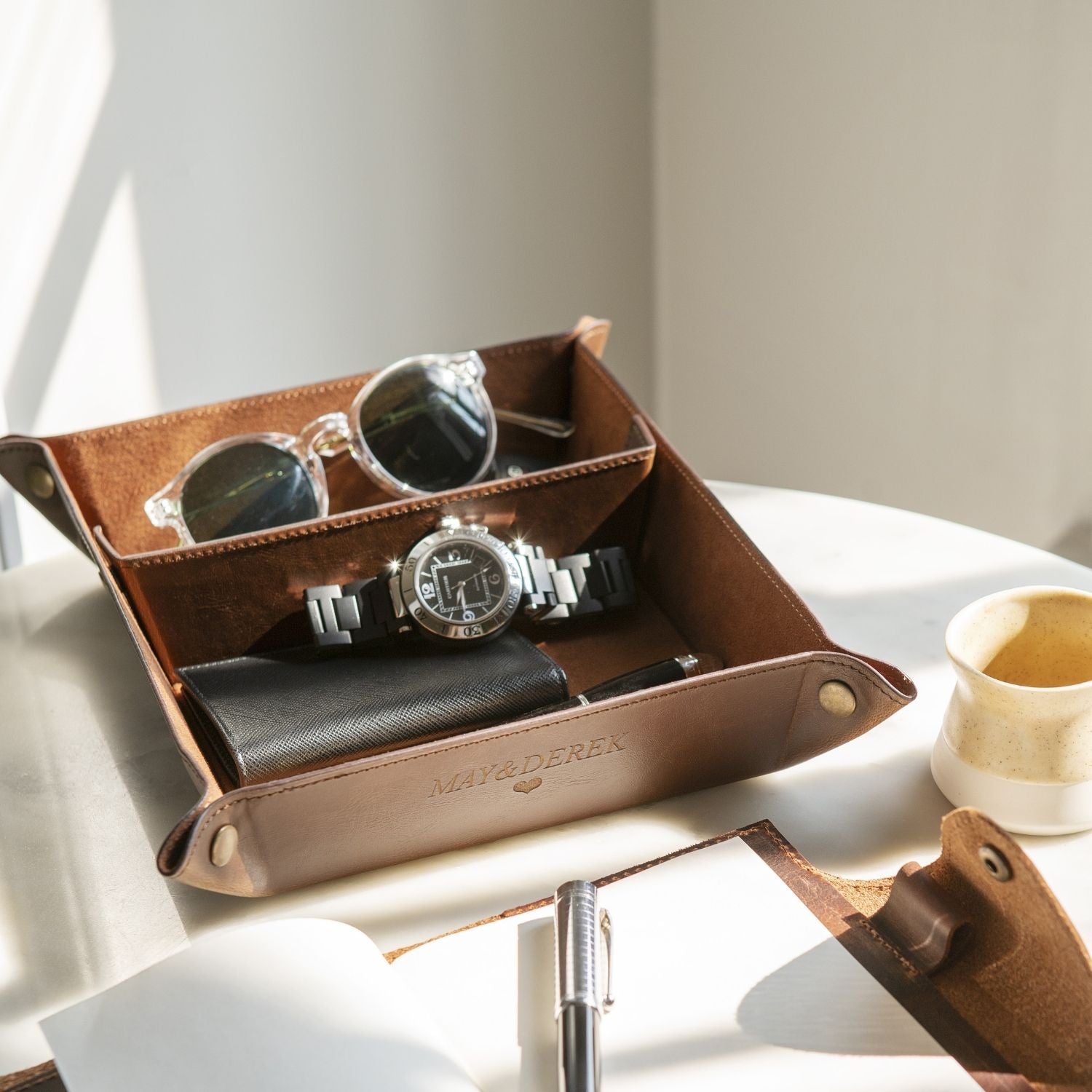 Londo Leather Tray Organizer, Practical Storage Box for Wallets ...