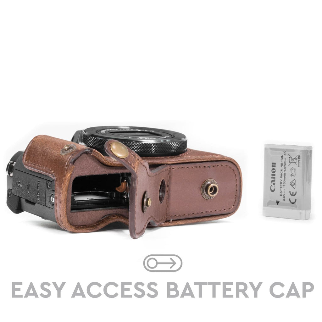 MegaGear Canon PowerShot G5 X Ever Ready Leather Camera Case and Strap ...
