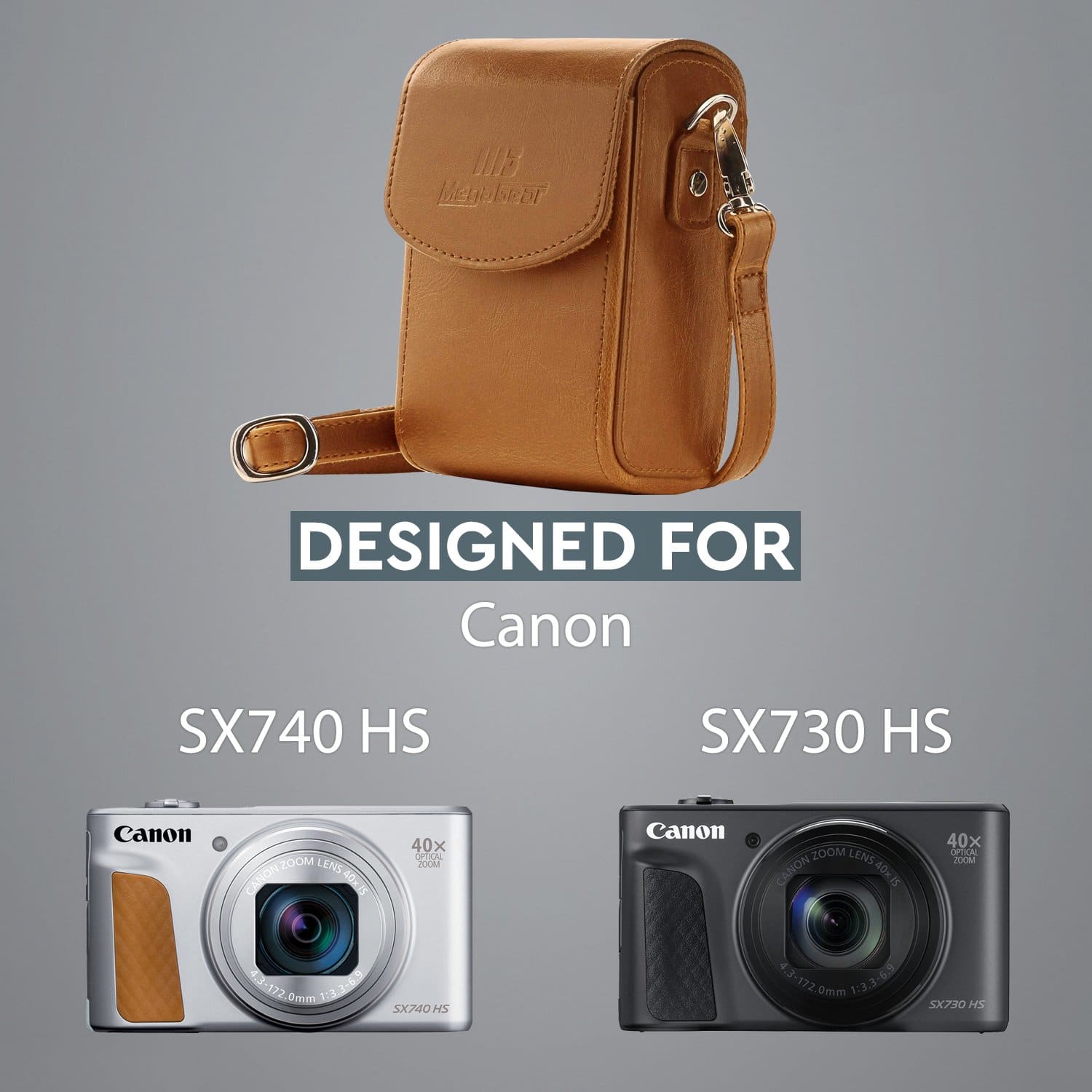 MegaGear Canon PowerShot SX740 HS SX730 HS Leather Camera Case with ...